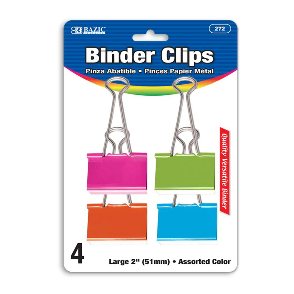 Large 2" Assorted Color Binder Clip (4/Pack) – The Fun Company